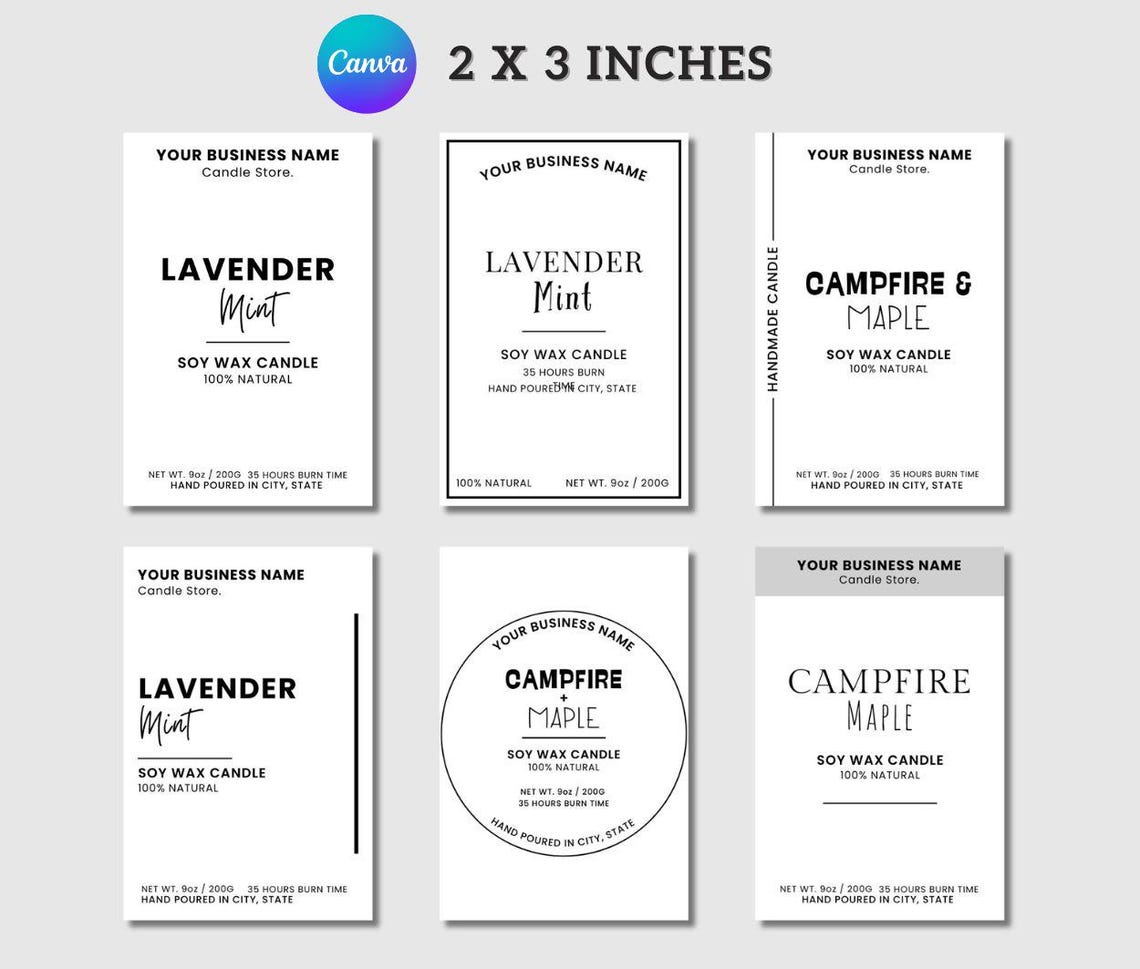 Editable Candle Label Bundle, DIY Candle Sticker, Modern Candle Label ...