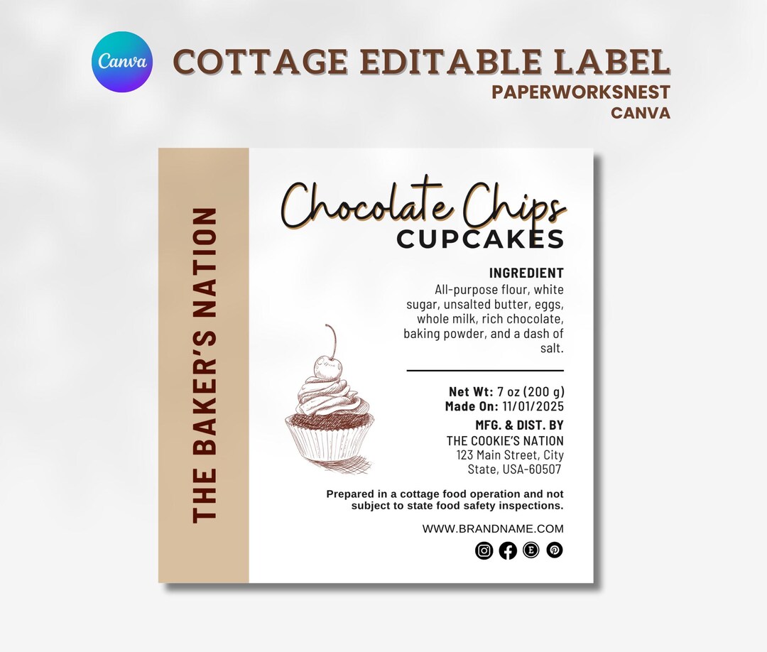 Cottage Food Label, Cottage Baking Label, Printable Food Label, Home ...