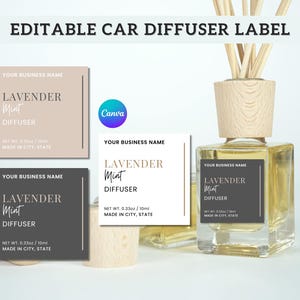 Car Diffuser Label Template, Printable Oil Fragrance Bottle Label ...
