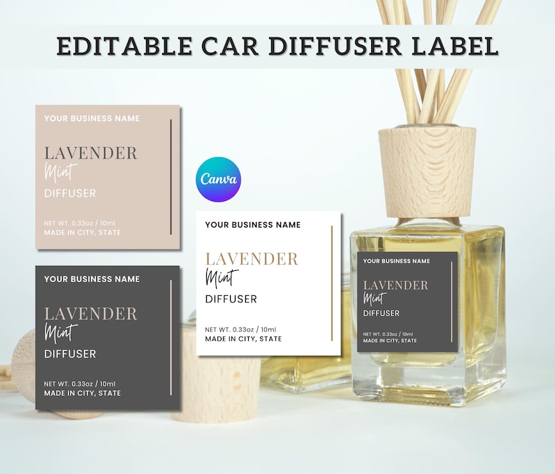 Car Diffuser Label Template, Printable Oil Fragrance Bottle Label ...