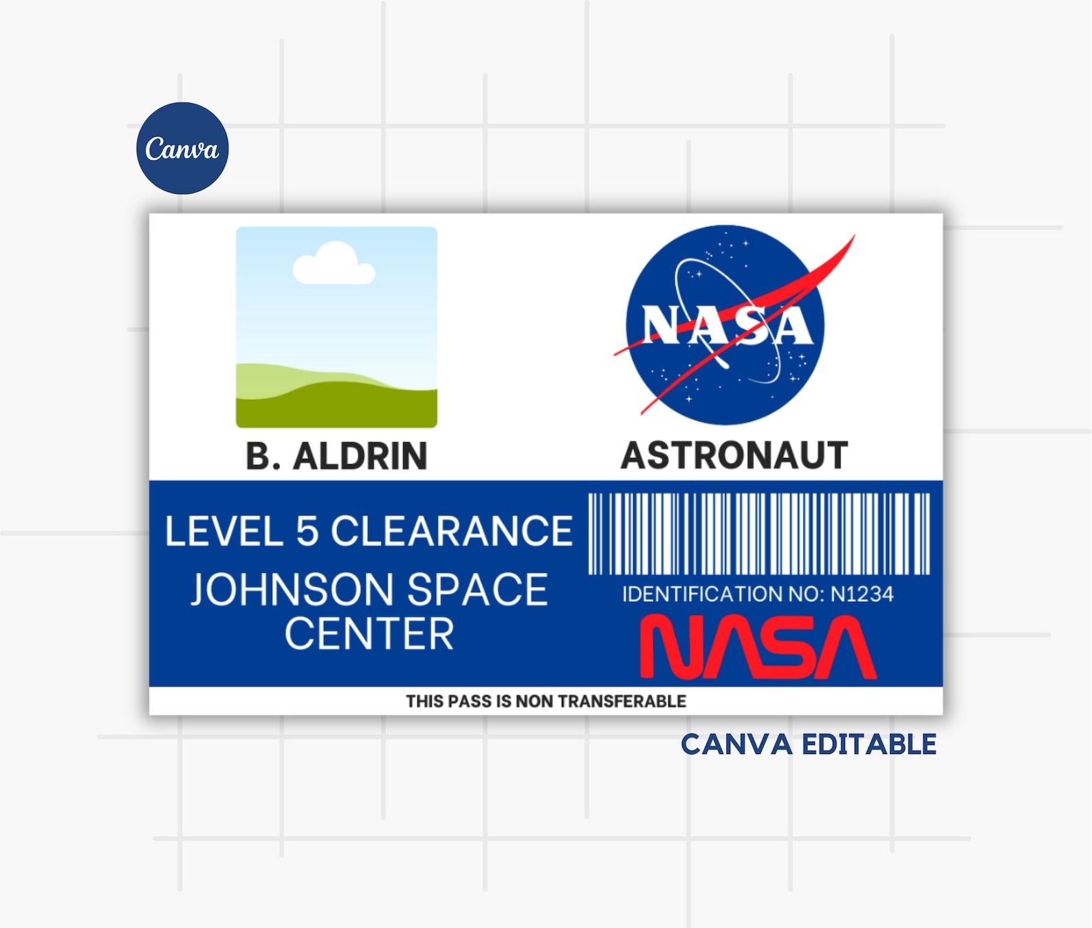 NASA Astronaut ID Badge Template , Name Badge, Space Astronaut Prop for ...