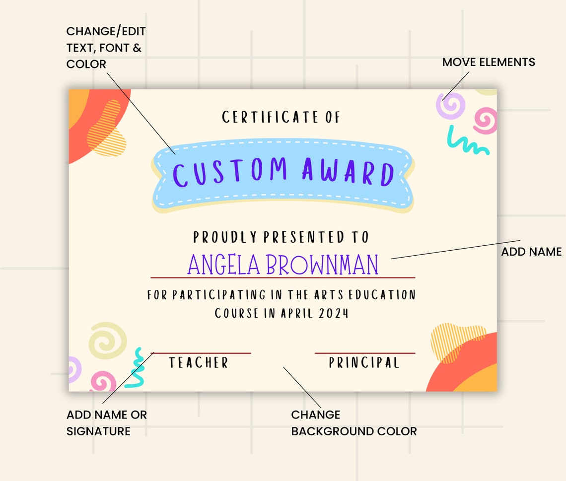 Custom Award Certificate Canva Template Bundle | Editable Digital ...