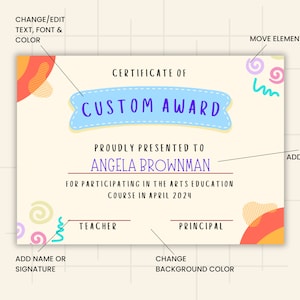 Custom Award Certificate Canva Template Bundle | Editable Digital ...