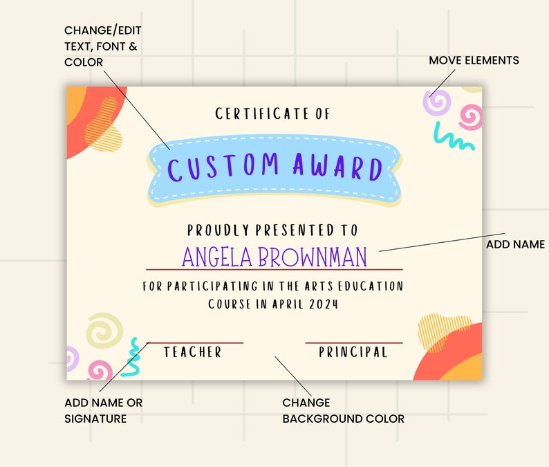 Custom Award Certificate Canva Template Bundle | Editable Digital ...