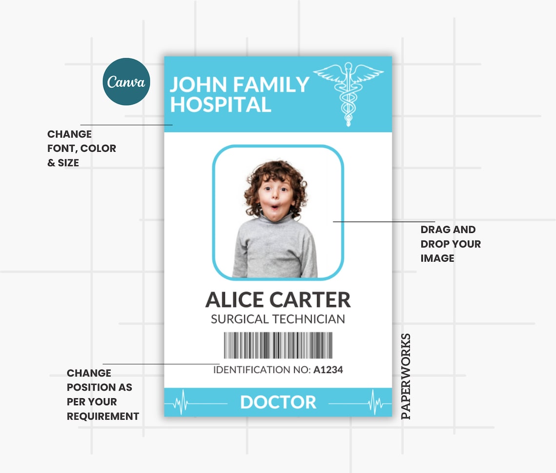 Kids Hospital Patient ID Badge | Fun Custom Doctors ID | Editable ...