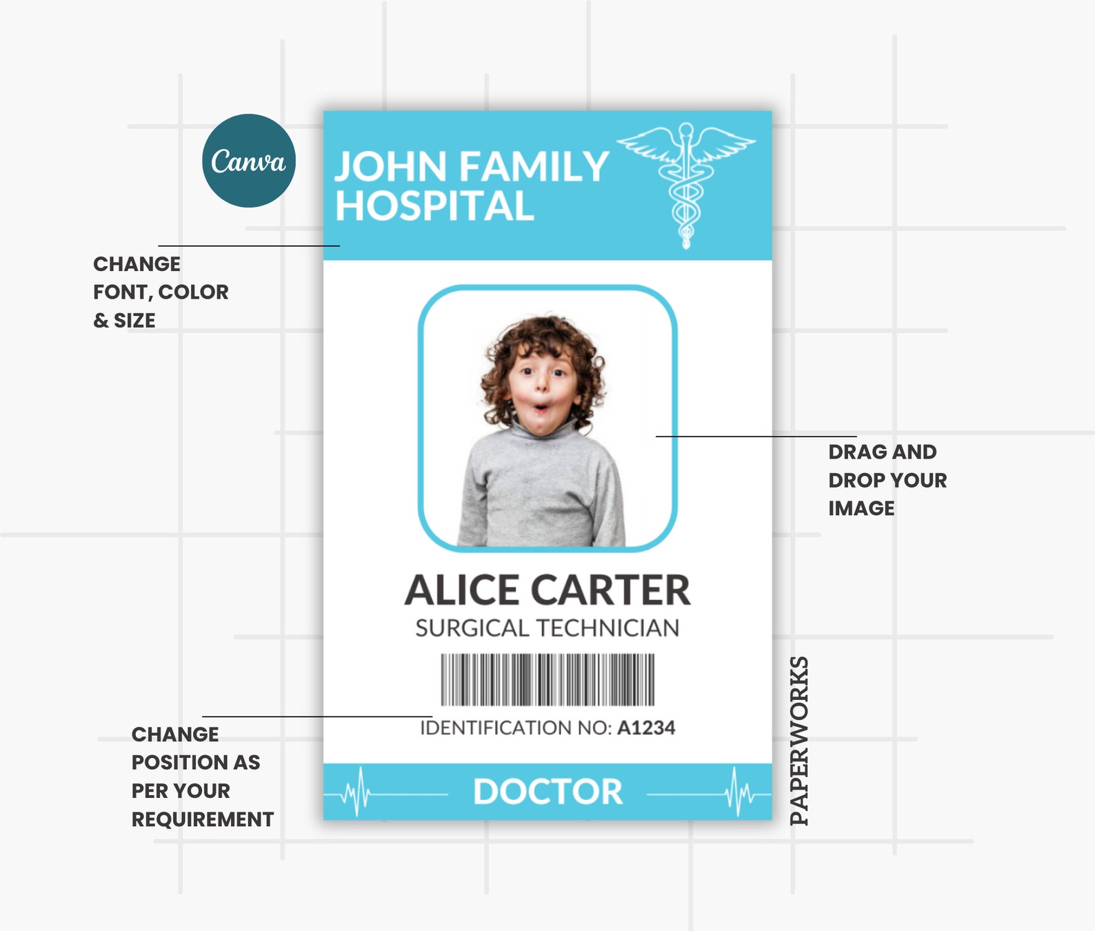 Kids Hospital Patient ID Badge | Fun Custom Doctors ID | Editable ...
