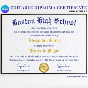 High School Diploma, Diploma Template, Canva Editable Homeschool ...