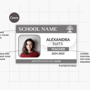 Teacher ID Card Template | Customizable Template | Custom Teacher ID ...