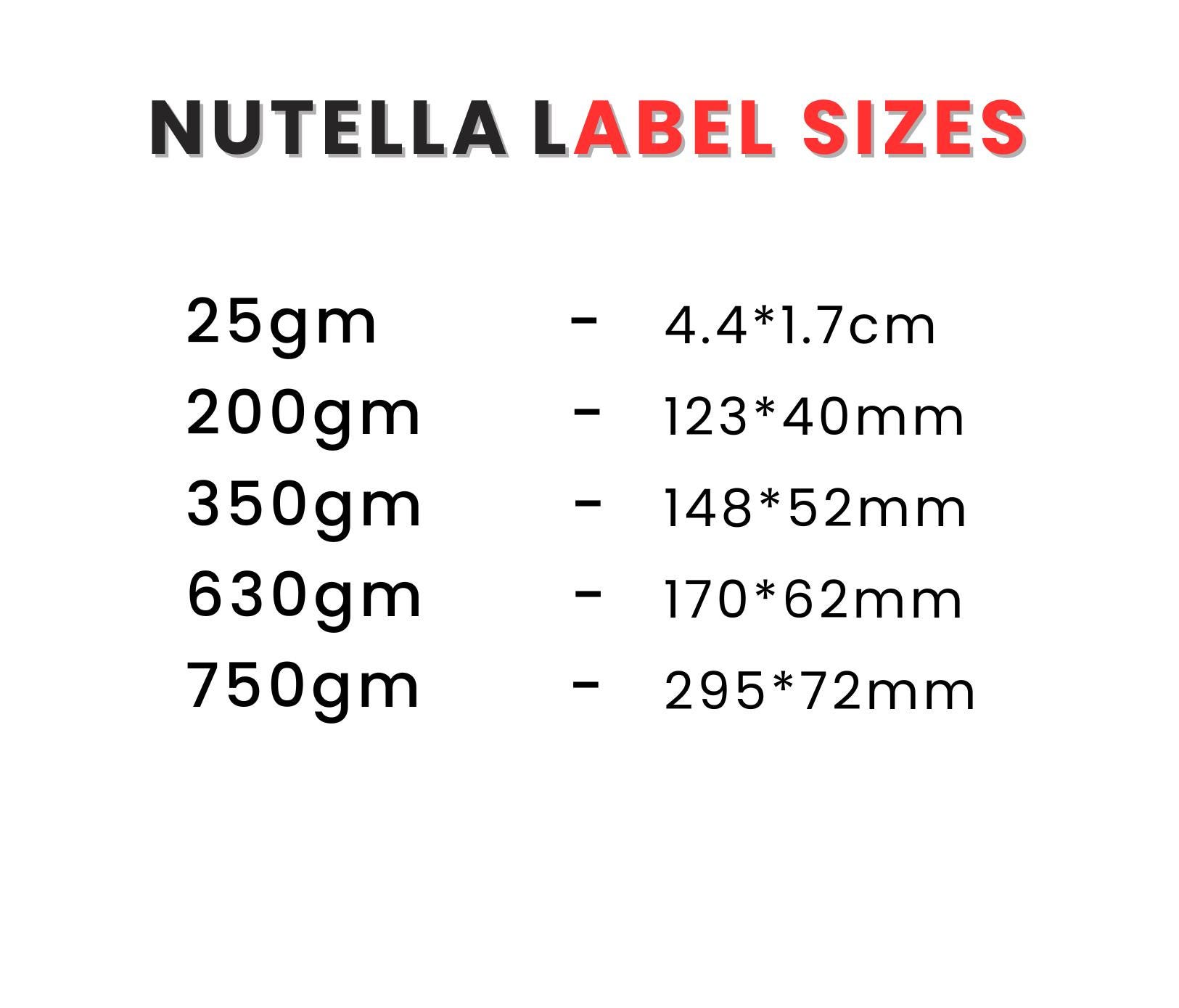 Personalized Nutella Jar Labels, Custom Hazelnut Spread Labels ...