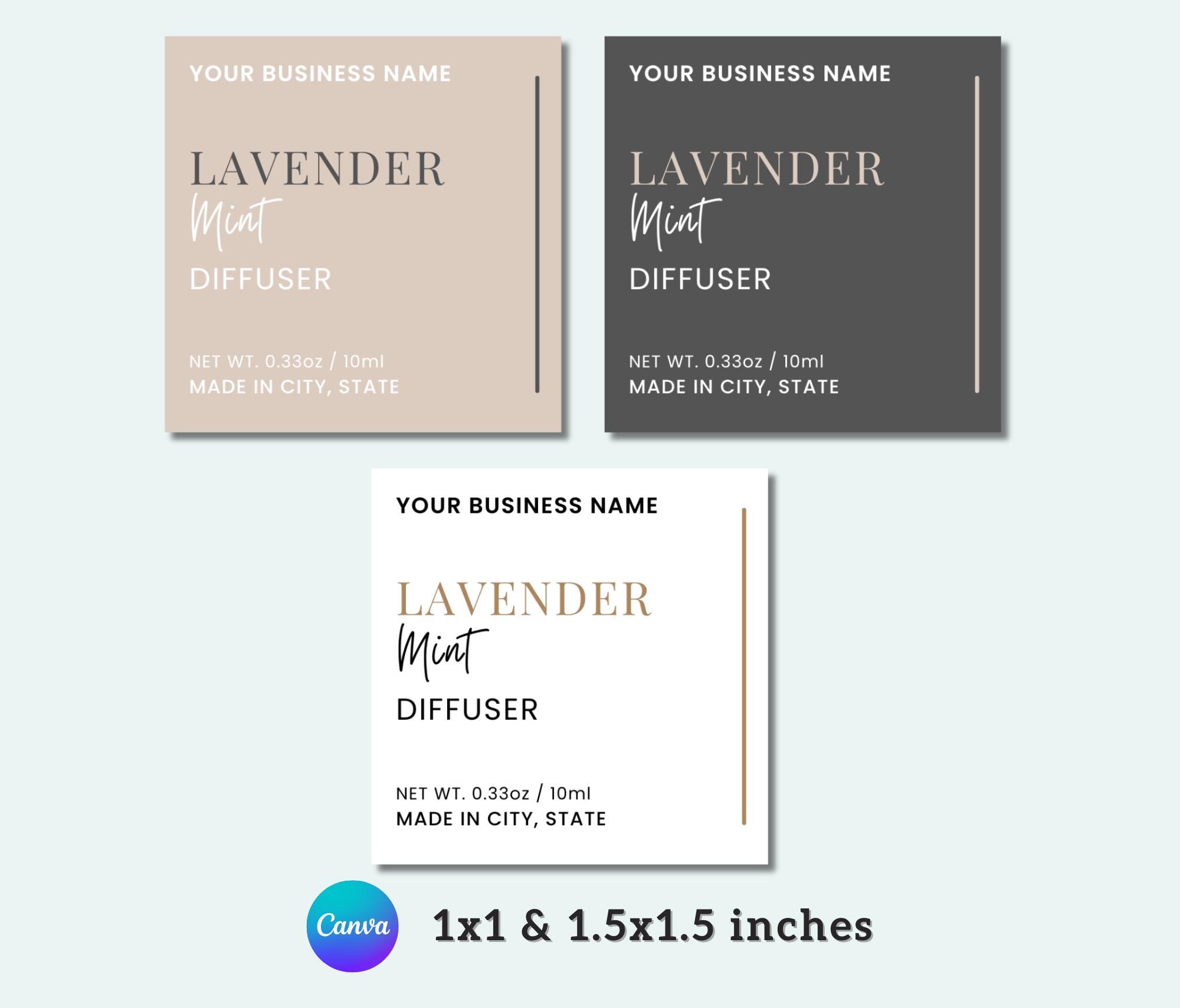 Car Diffuser Label Template, Printable Oil Fragrance Bottle Label ...