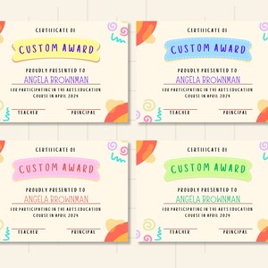 Custom Award Certificate Canva Template Bundle | Editable Digital ...