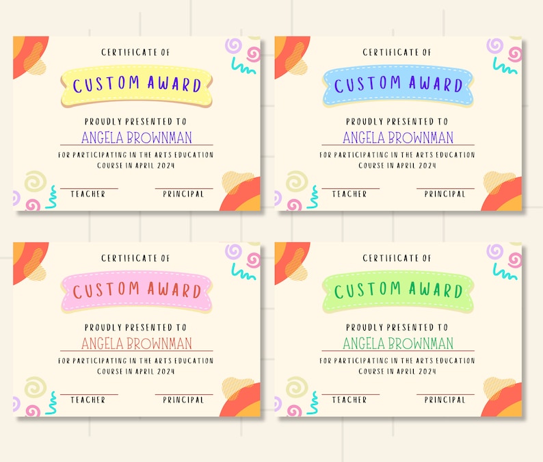 Custom Award Certificate Canva Template Bundle | Editable Digital ...