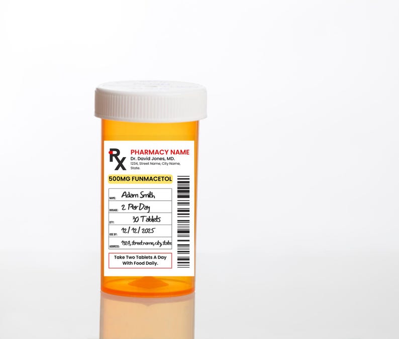 Prescription Label Template, Editable Prescription Label, Fun Pill ...