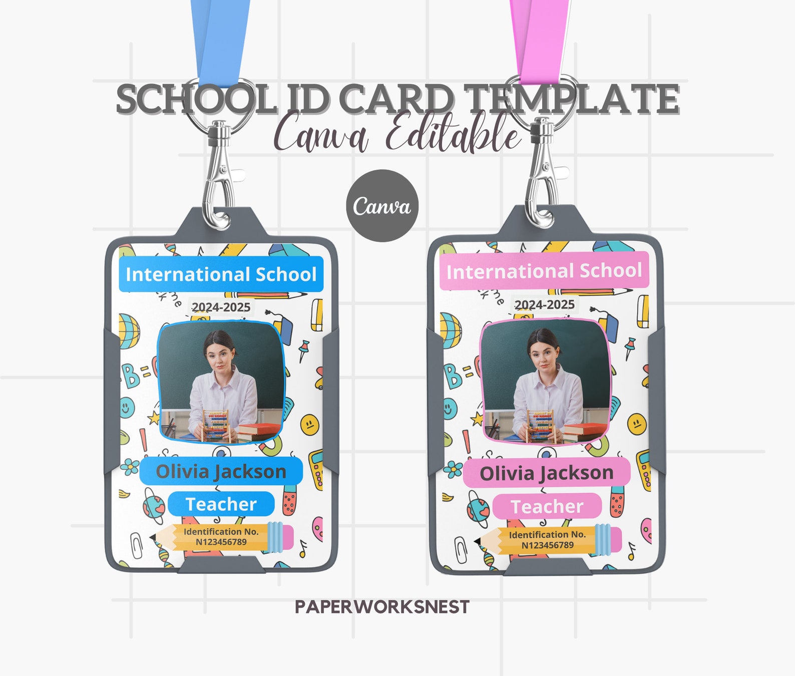 Teacher ID Card Template | Customizable Template | Custom Teacher ID ...