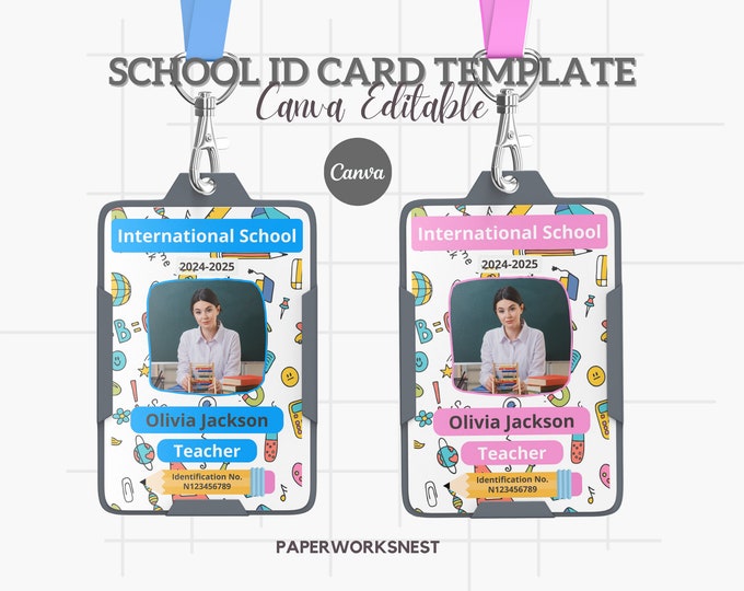 Teacher ID Card Template | Customizable Template | Custom Teacher ID ...