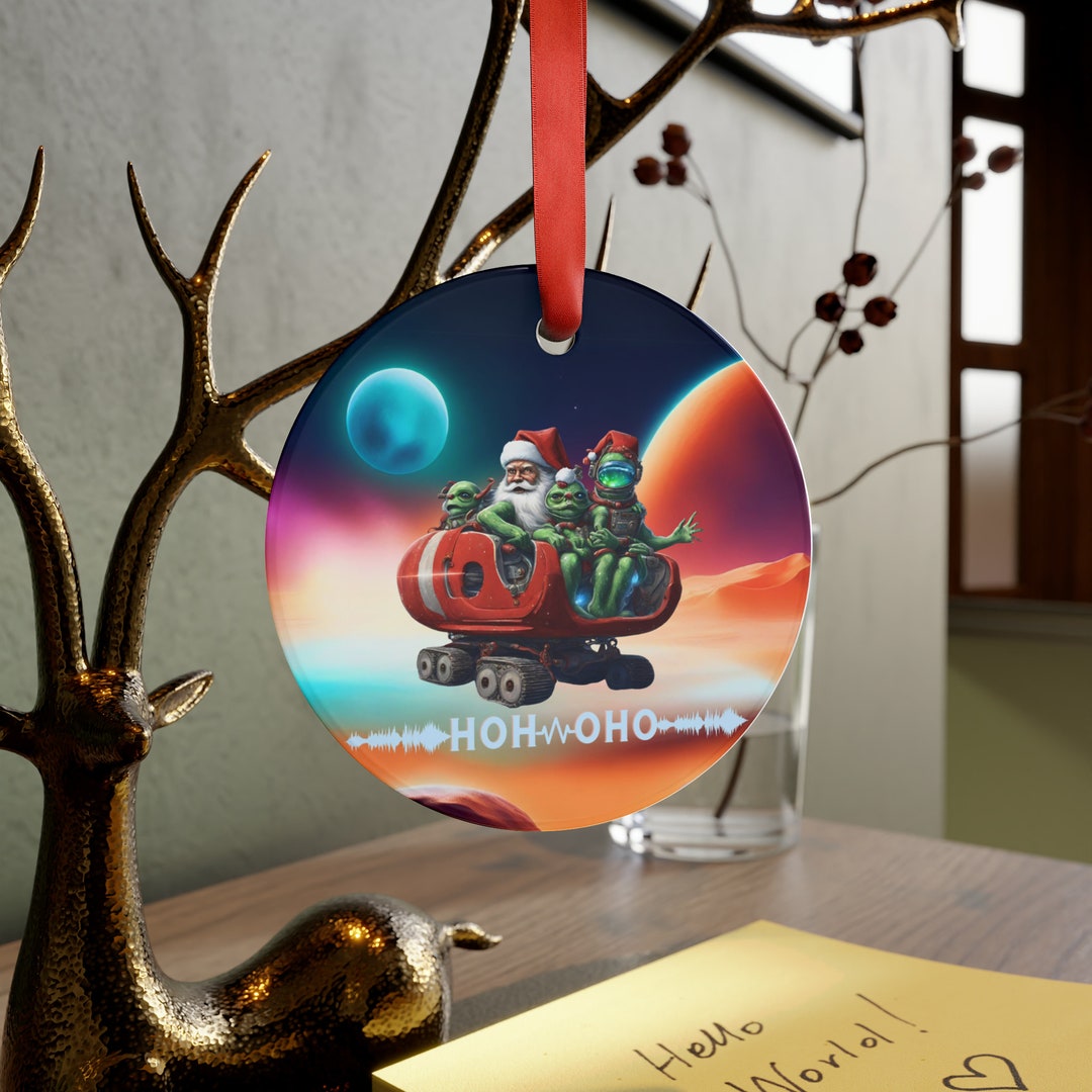 Acrylic Christmas Ornament for UFO Lover. Santa Claus Alien - Etsy