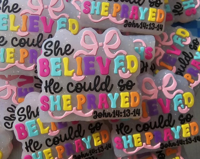 2 Pcs - She Believed HE Could so She Prayed Focal Bead - DIY - Craft ...