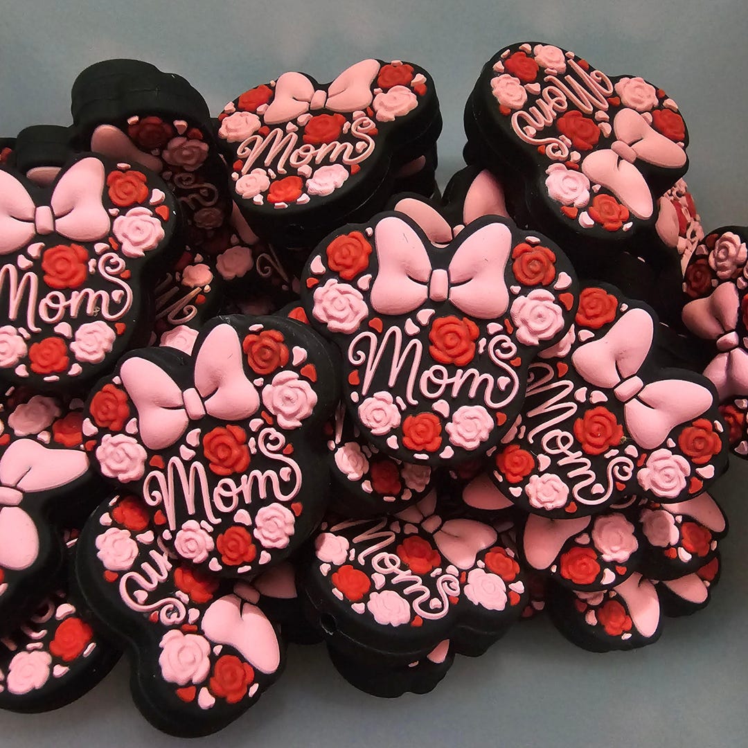 2 Pcs - Rose Mom With Bow Focal Bead - DIY - Craft Supplies - Etsy