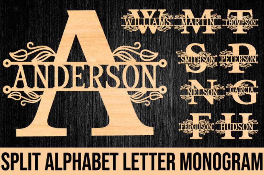 Split Monogram Alphabet Letter Laser Cut Svg Png Eps Dxf Pdf, Alphabet ...