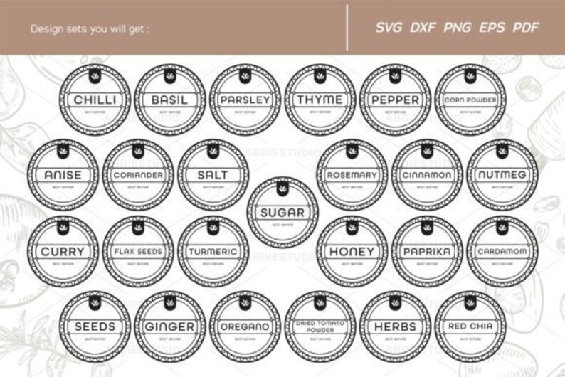 Spice Label SVG Boho Style, Pantry Label Template, Downloadable DIY ...