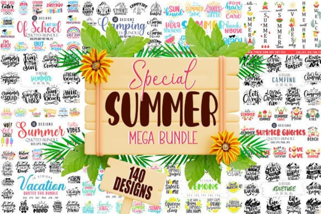 Special Summer Mega Bundle, Png Design Bundle, Set of 140 Summer Design ...