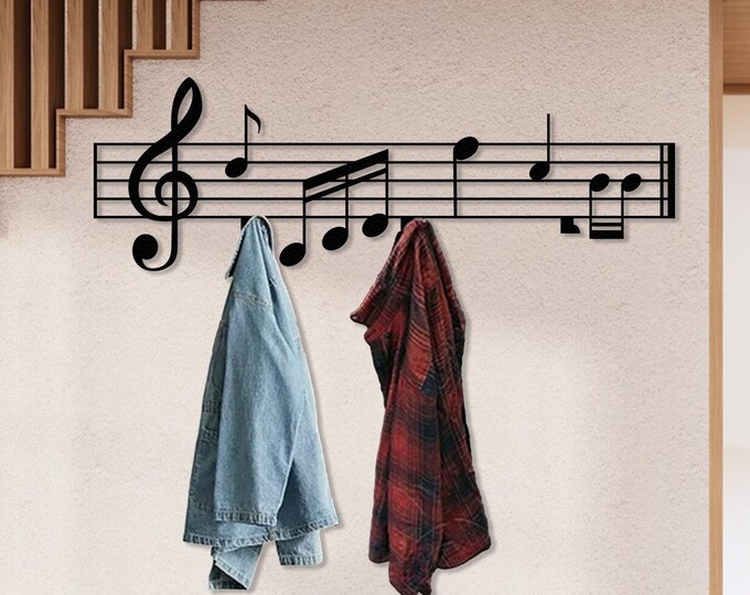 MUSIC NOTES HANGER Home Decor, Metal Hook, Coat Rack, Notes Coat Rack ...