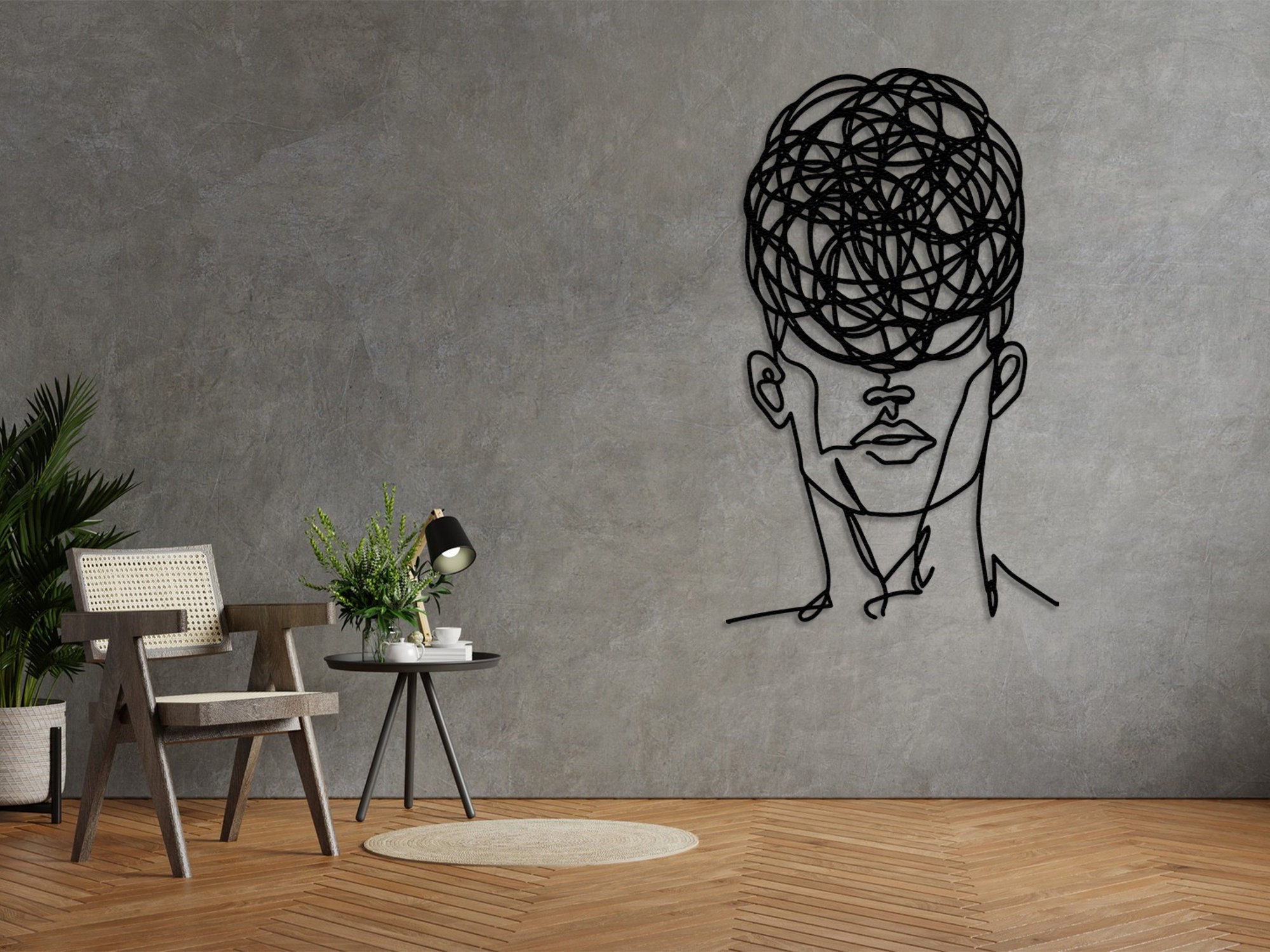 MALE LINE WALL Art. Man Wall Decor, Overthinking Man, Metal Wall Decor ...