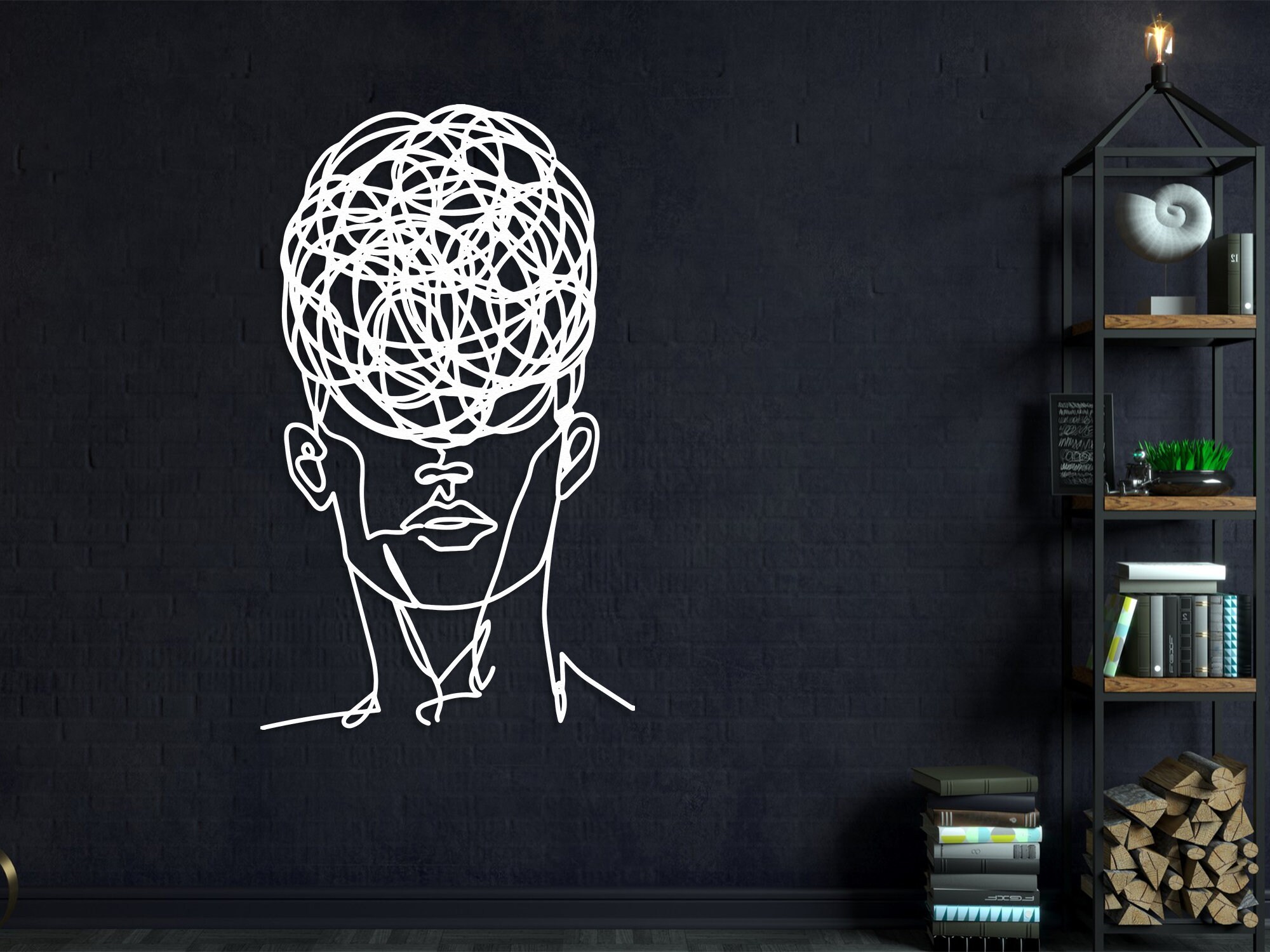 MALE LINE WALL Art. Man Wall Decor, Overthinking Man, Metal Wall Decor ...