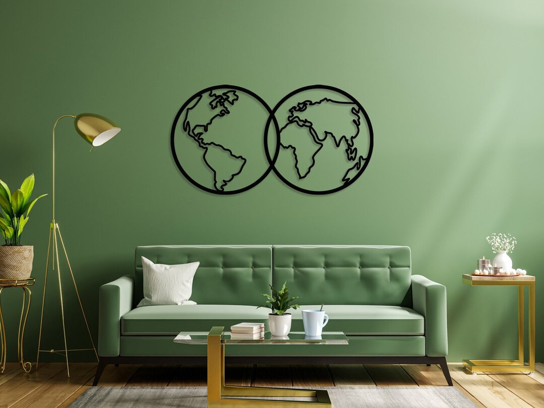 WORLD MAP DECOR Metal Wall Art. Map Wall Art, Office Decor, Home Decor ...