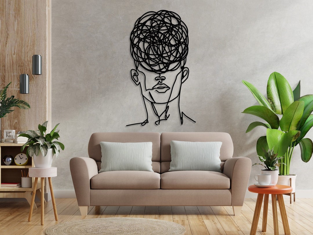 MALE LINE WALL Art. Man Wall Decor, Overthinking Man, Metal Wall Decor ...