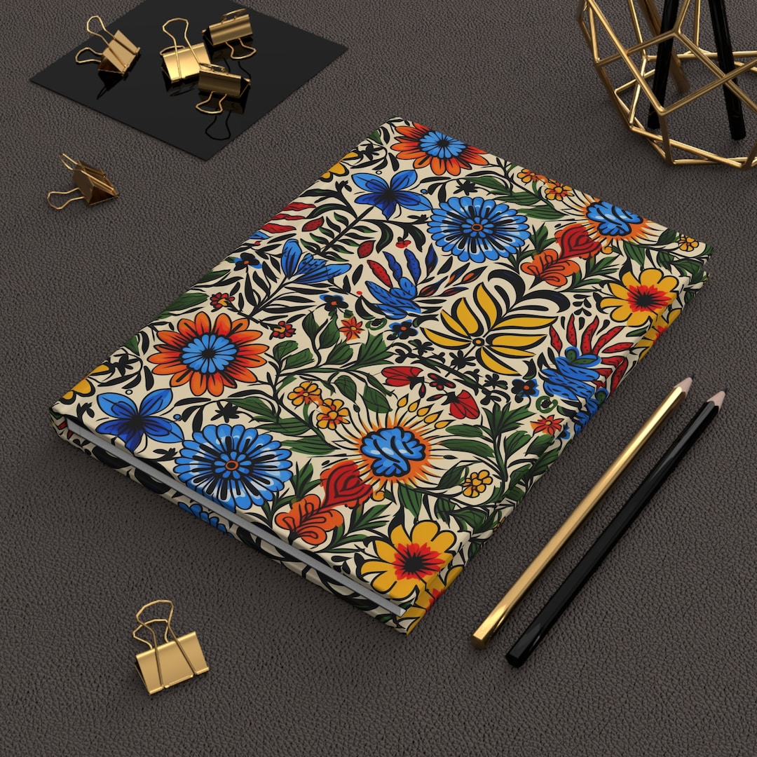 Full-on Floral Hardcover Journal Matte, Colorful Floral Artsy Design ...