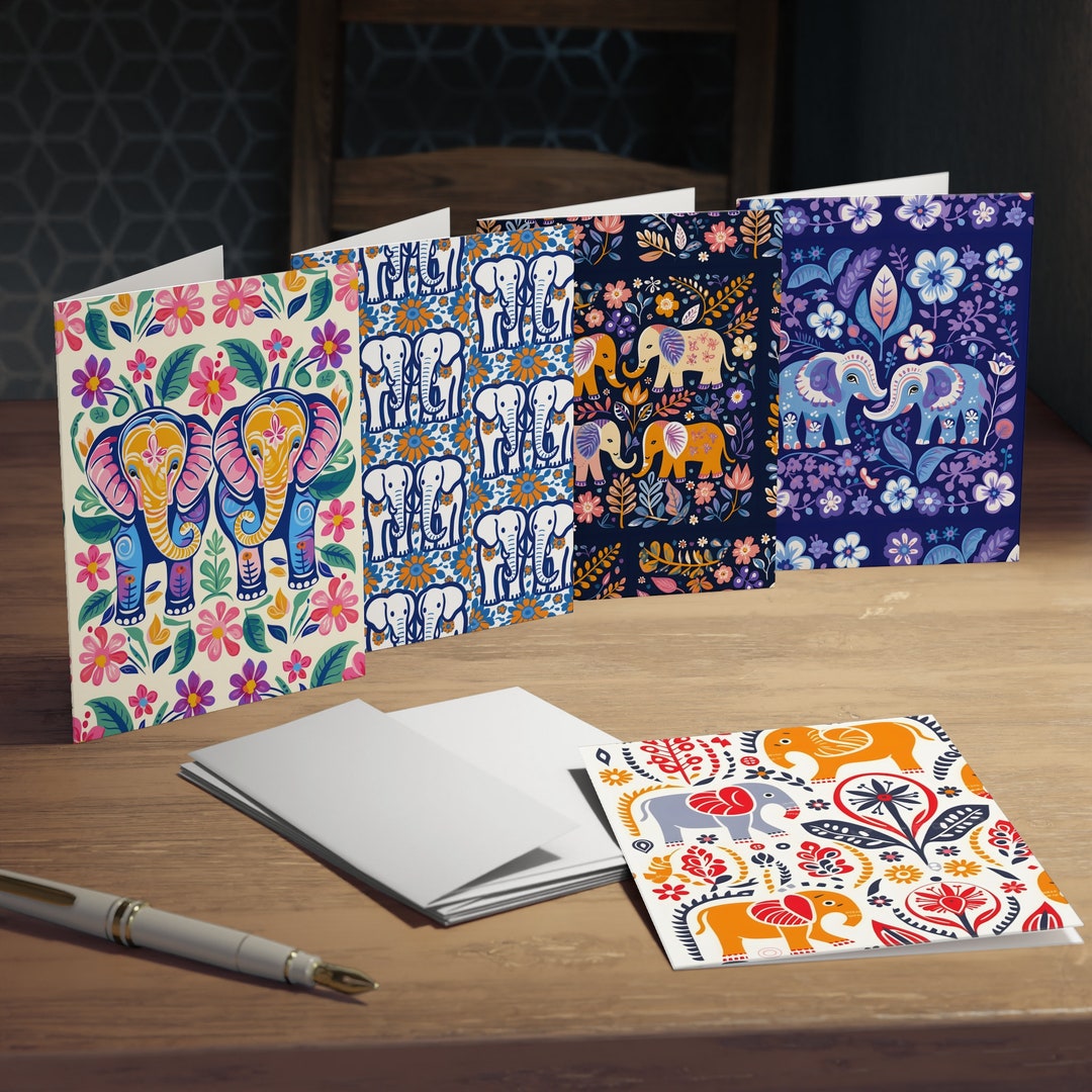 Artsy Elephant Multi-design Greeting Cards (5-pack), Blank Inside, Mail ...