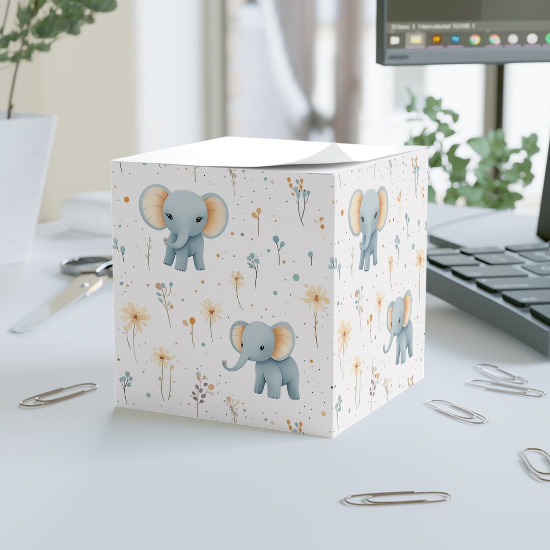 Pastel Elephants Note Cube Cute Elephants Nursery Style Note - Etsy