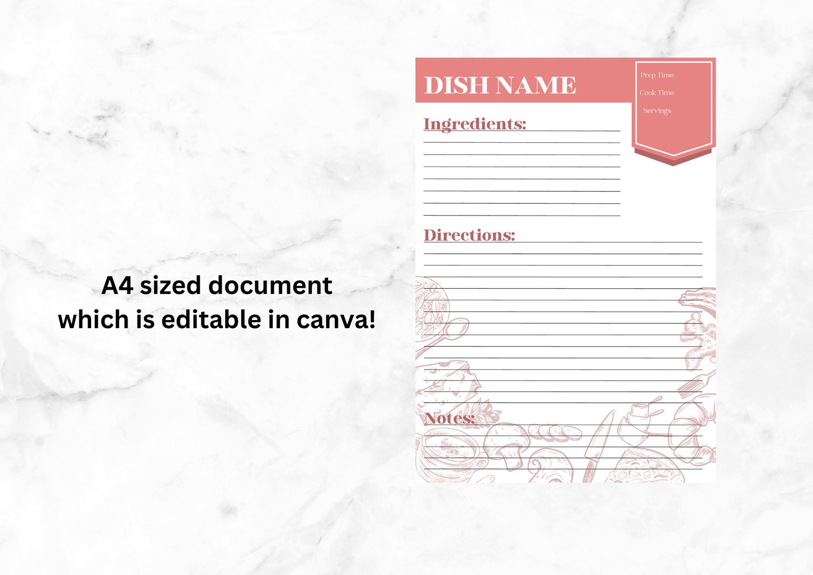 Recipie Template Printable Editable Size A4 Goodnotes - Etsy