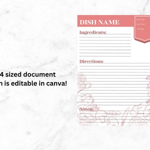 Recipie Template Printable Editable Size A4 Goodnotes - Etsy
