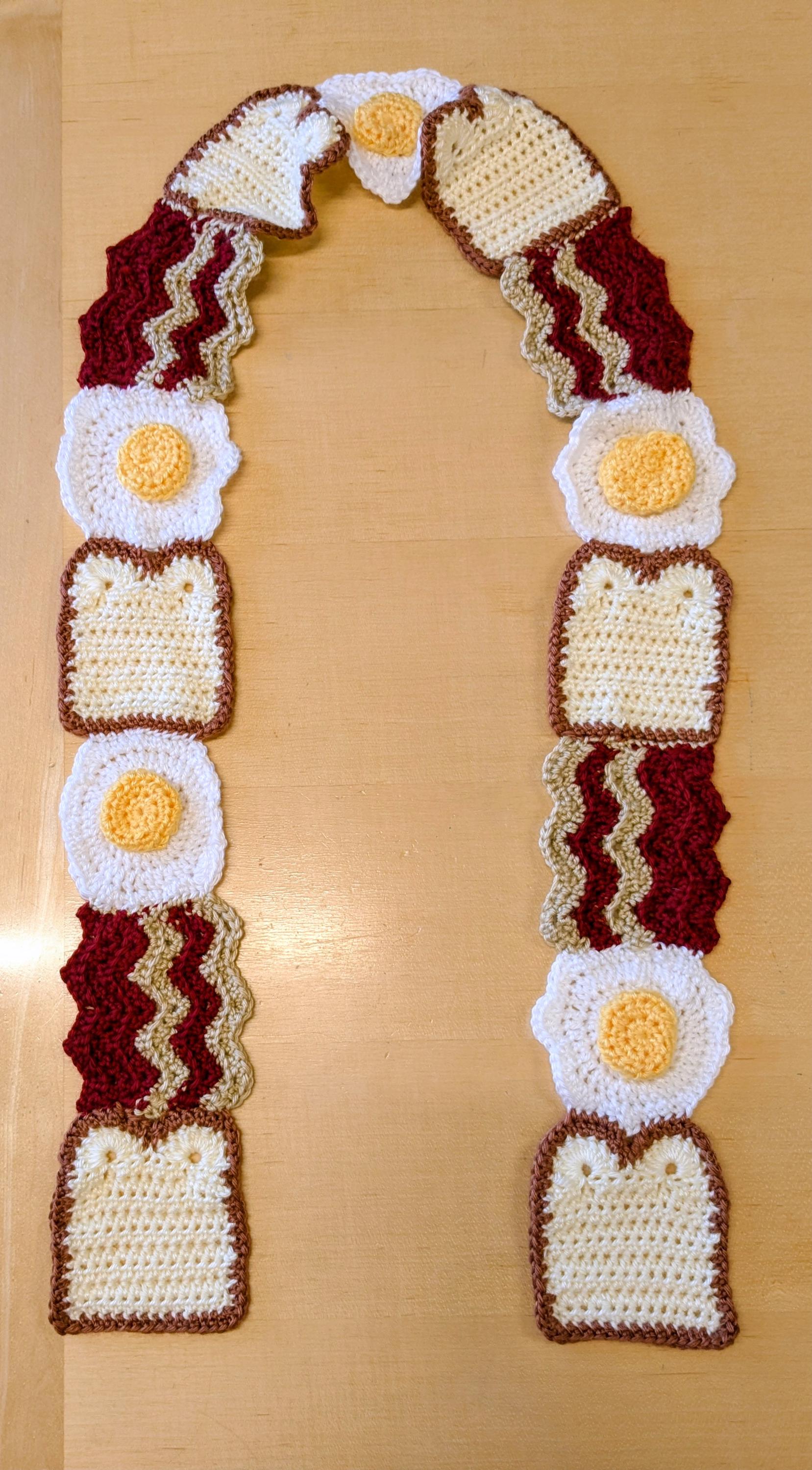 Handmade Breakfast Themed Scarf! Eggs, Bacon, and Toast to Feed Your ...