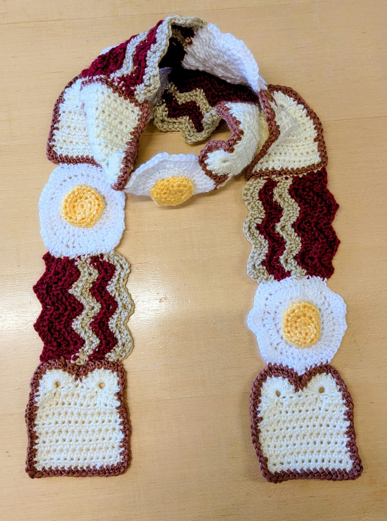 Handmade Breakfast Themed Scarf! Eggs, Bacon, and Toast to Feed Your ...