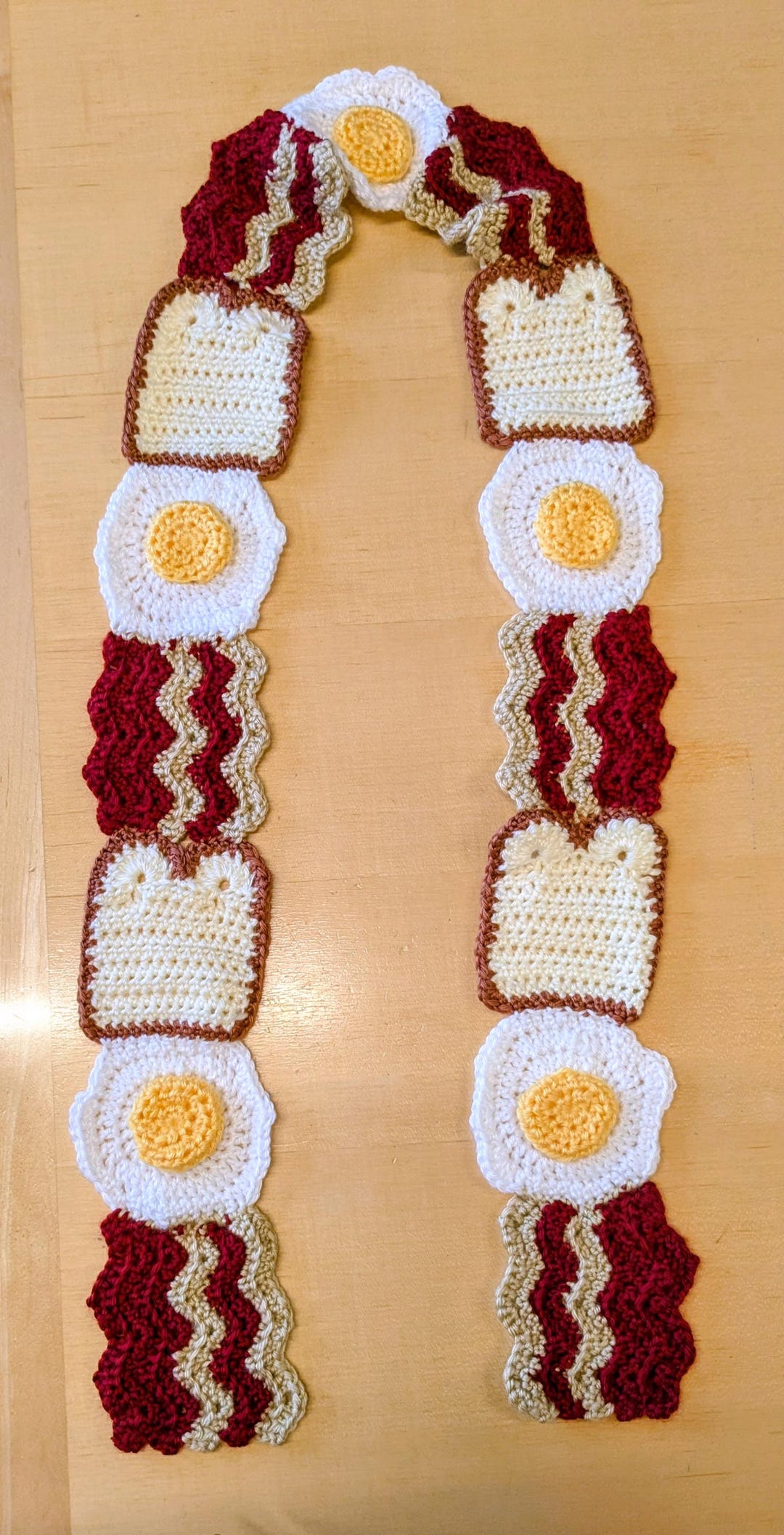 Handmade Breakfast Themed Scarf! Eggs, Bacon, and Toast to Feed Your ...