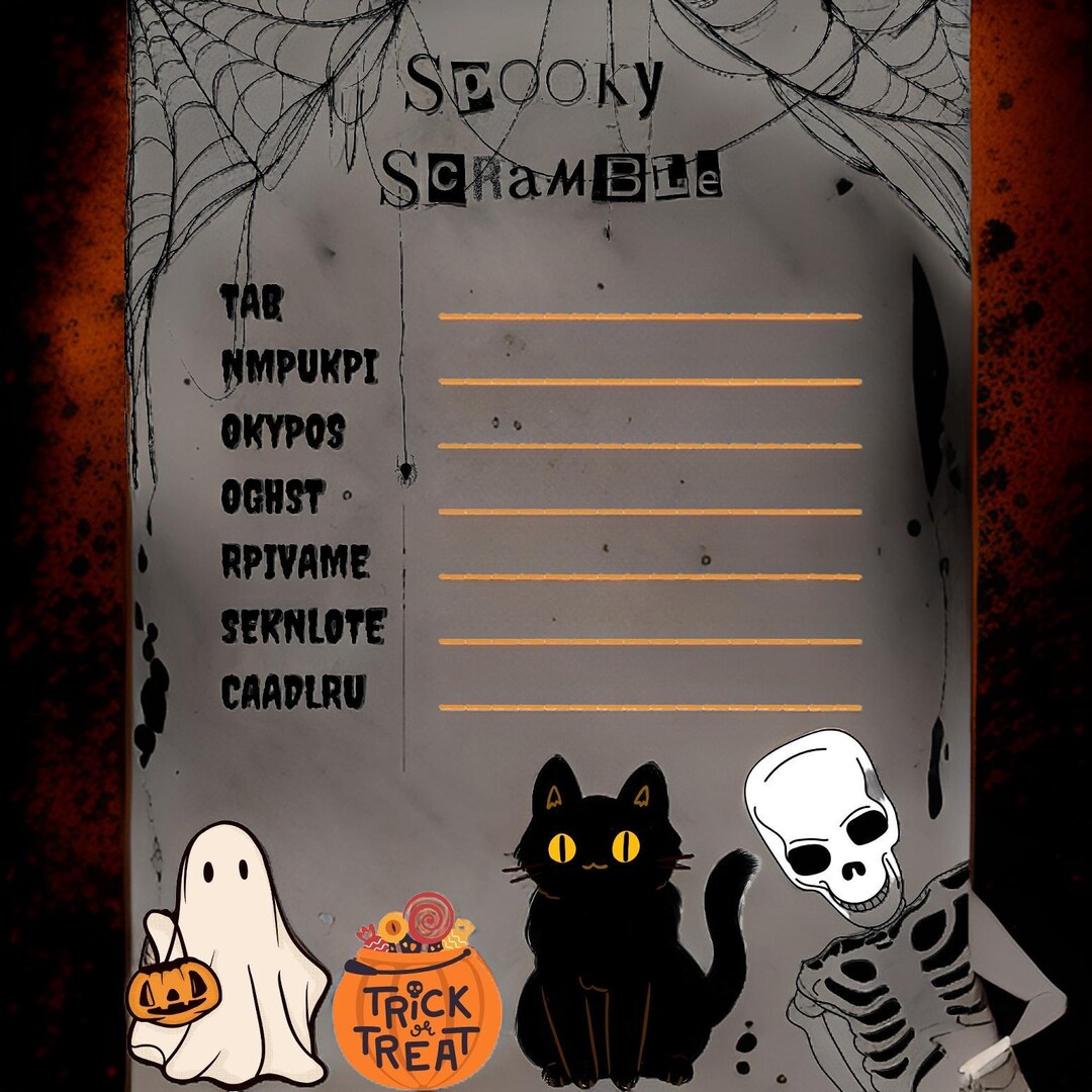 Spooky Halloween Word Scramble for Kids - Etsy