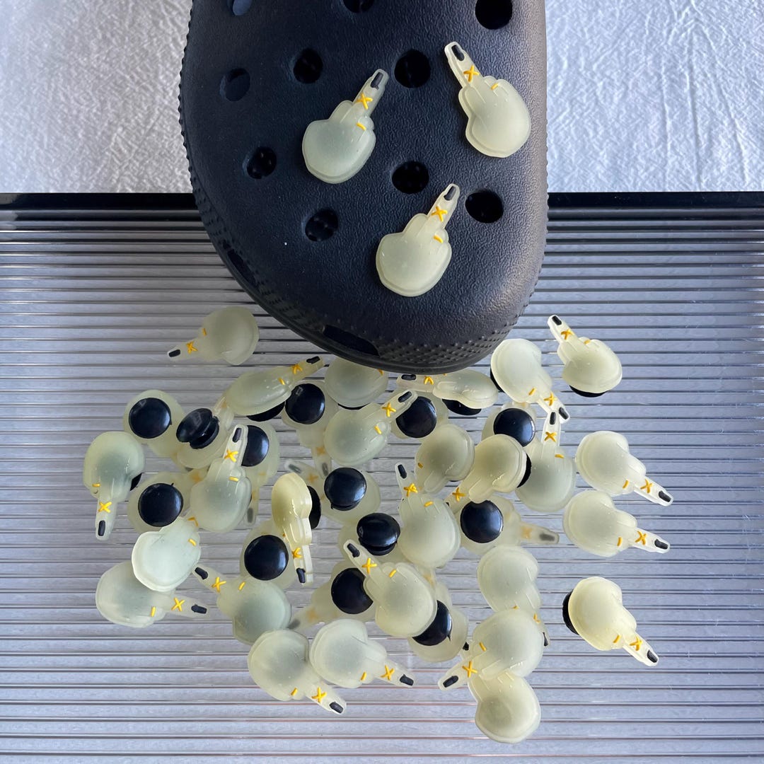 Glow in the Dark Middle Finger Croc Charms Cute Luminescent Shoe Charms ...