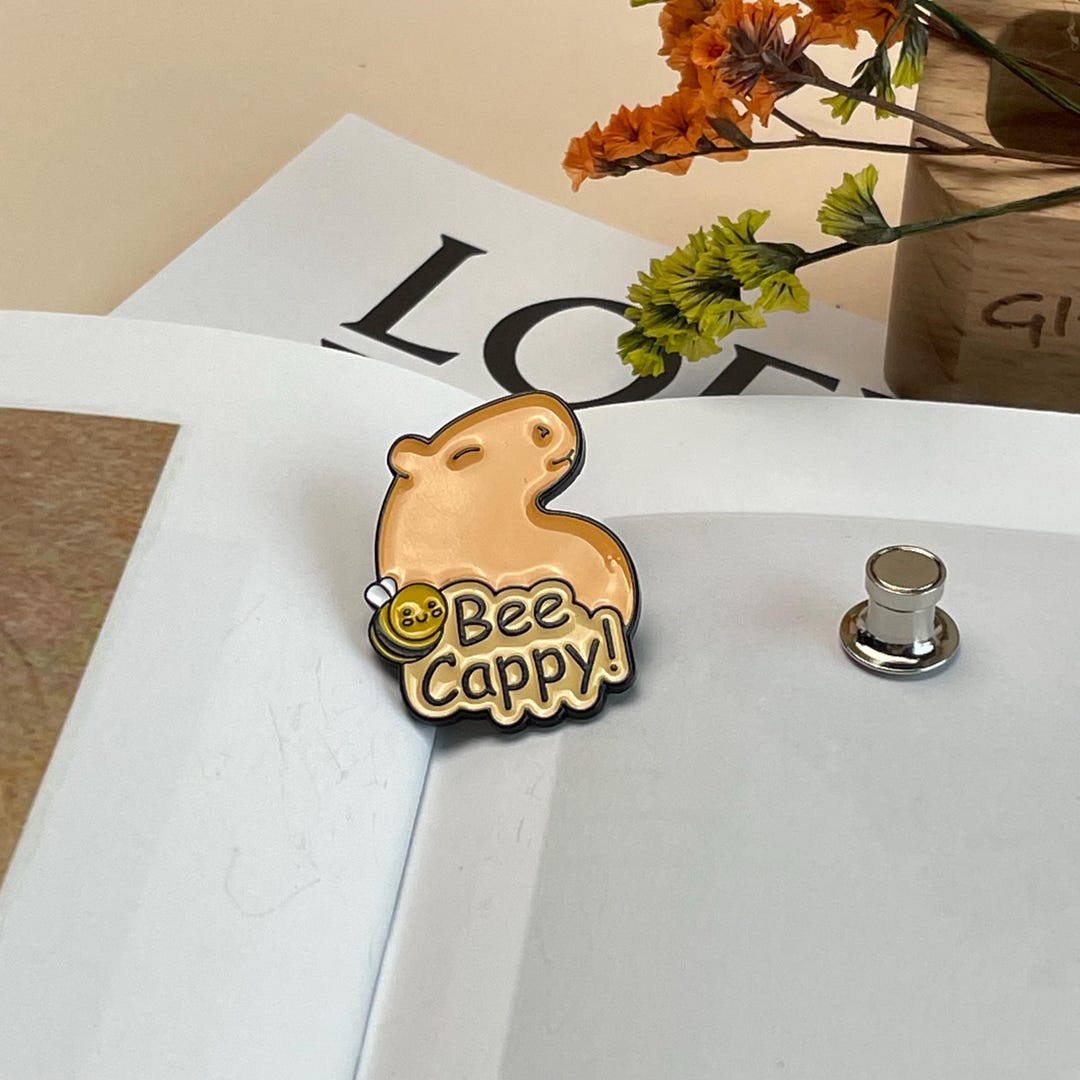 Bee Cappy Capybara Enamel Pin Cute Animal Lover Gift, Funny Lapel Pin ...