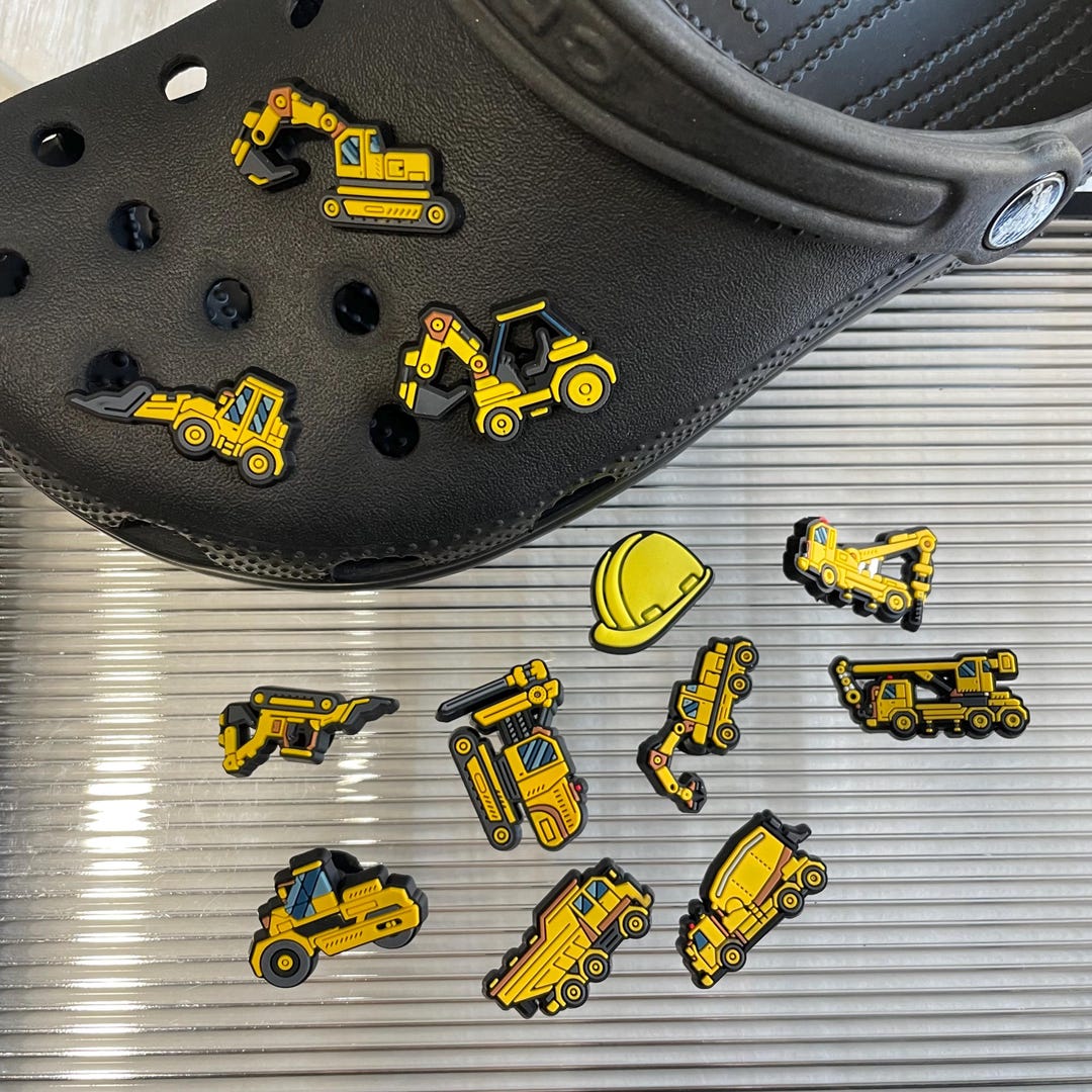 Construction-themed Croc Charms 12pcs Set, Yellow Construction Vehicle ...
