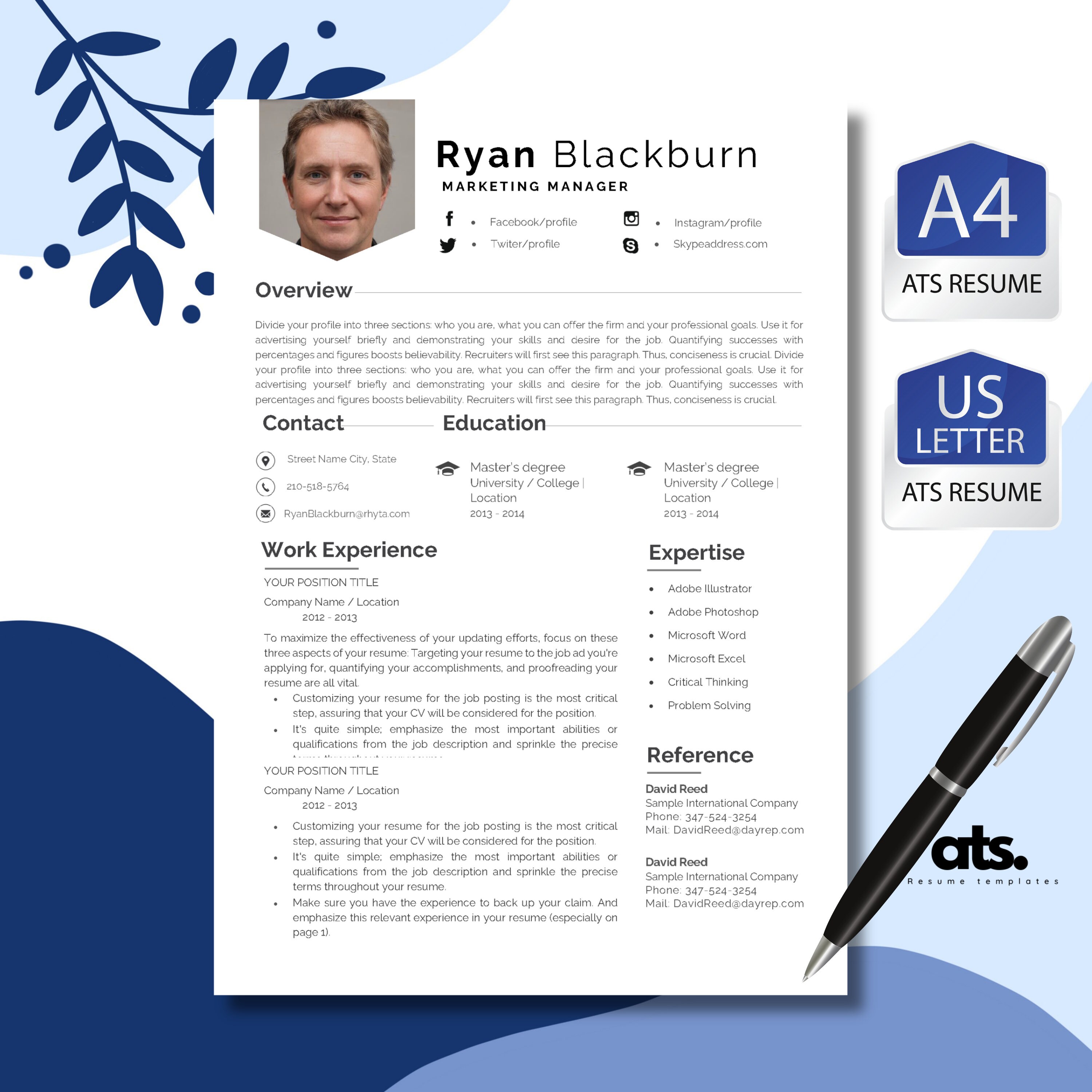 Professional Resume/cv Template Bundle Editable & Modern Designs ...