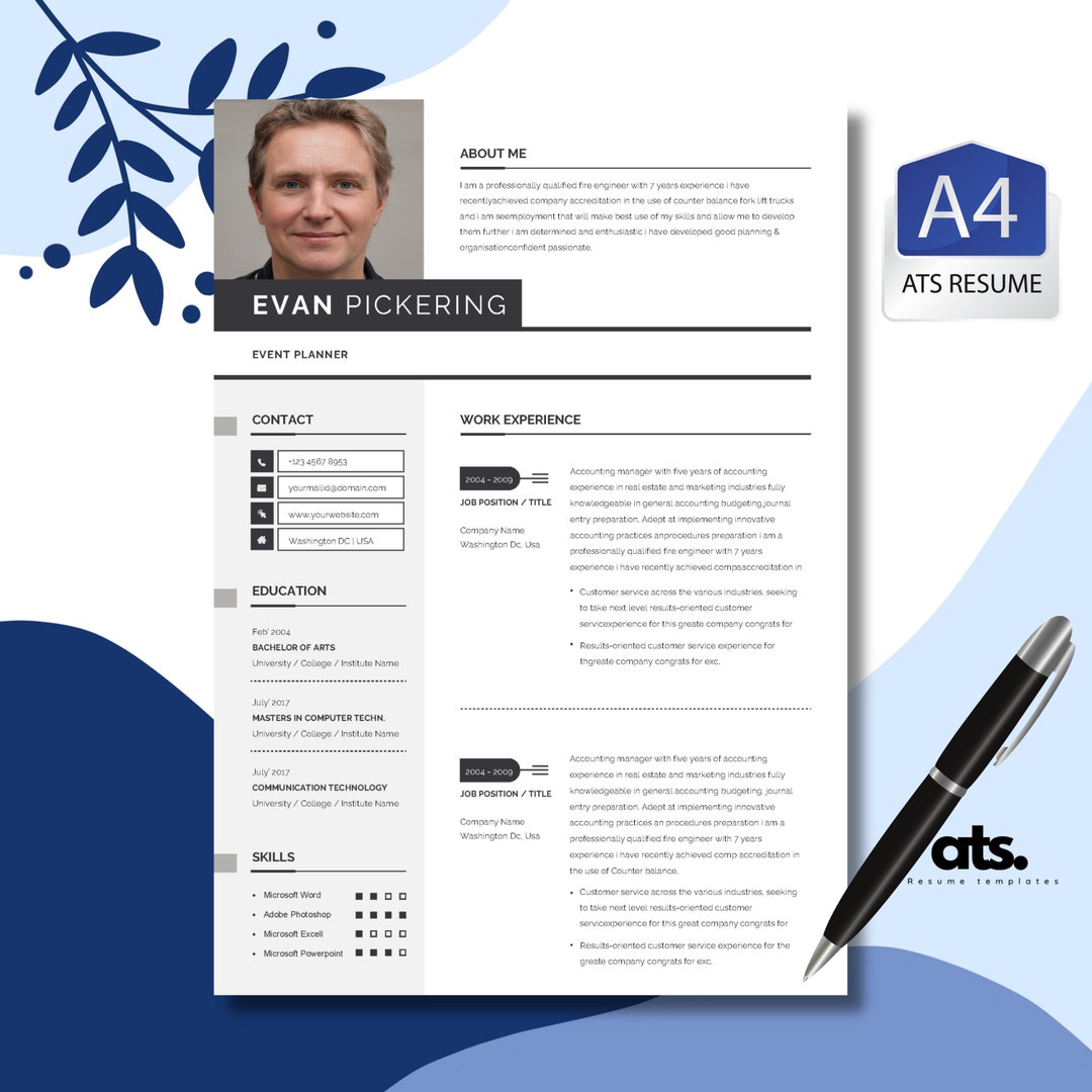 Professional Resume Template Modern Editable CV Design Instant Download ...