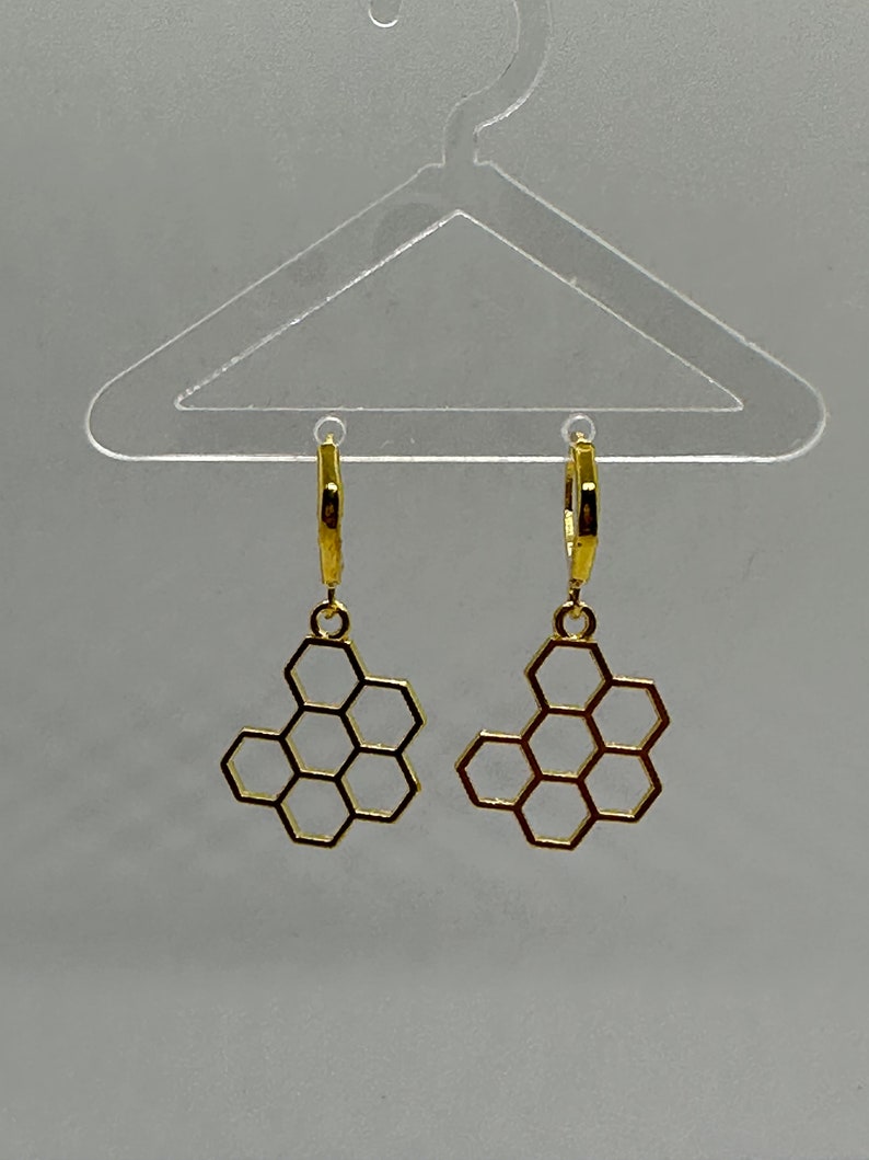 Gold&silver Hoop Honeycomb Handmade Earrings - Etsy