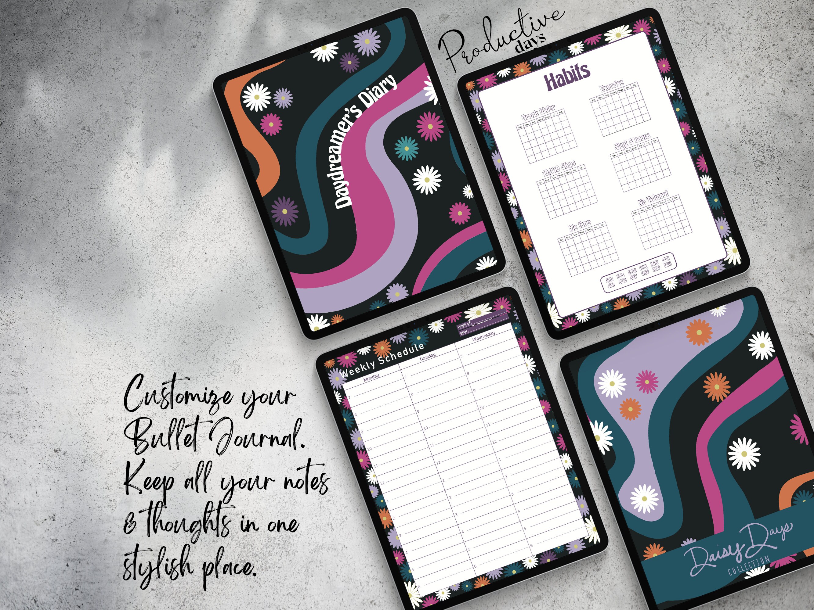 Daisy Undated Bullet Journal & Digital Planner Groovy Digital - Etsy