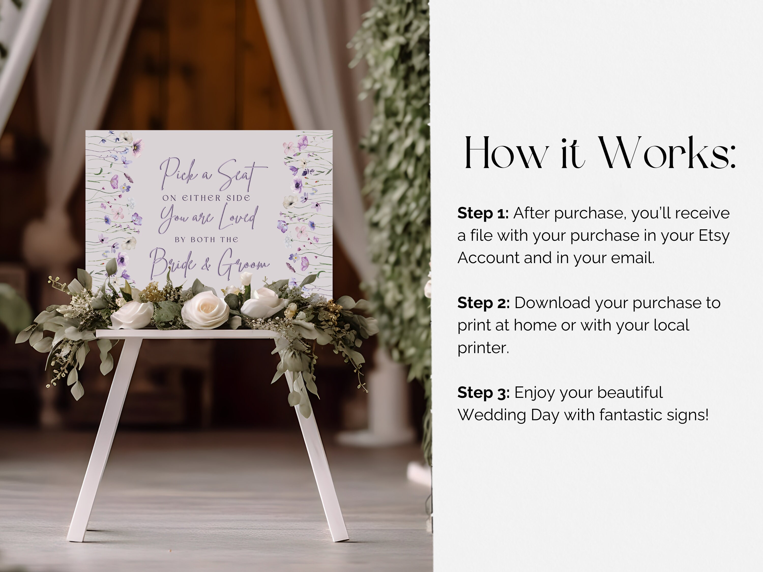 Wedding Welcome Signage for Ceremony, Pick a Seat Not a Side Sign ...
