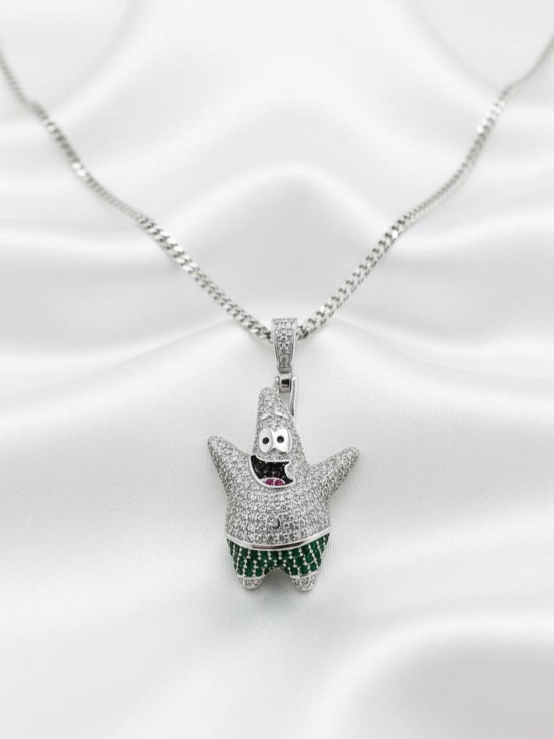 Iced Out 925 Sterling Silver Round Cut 3D Spongebob Patrick, Character ...