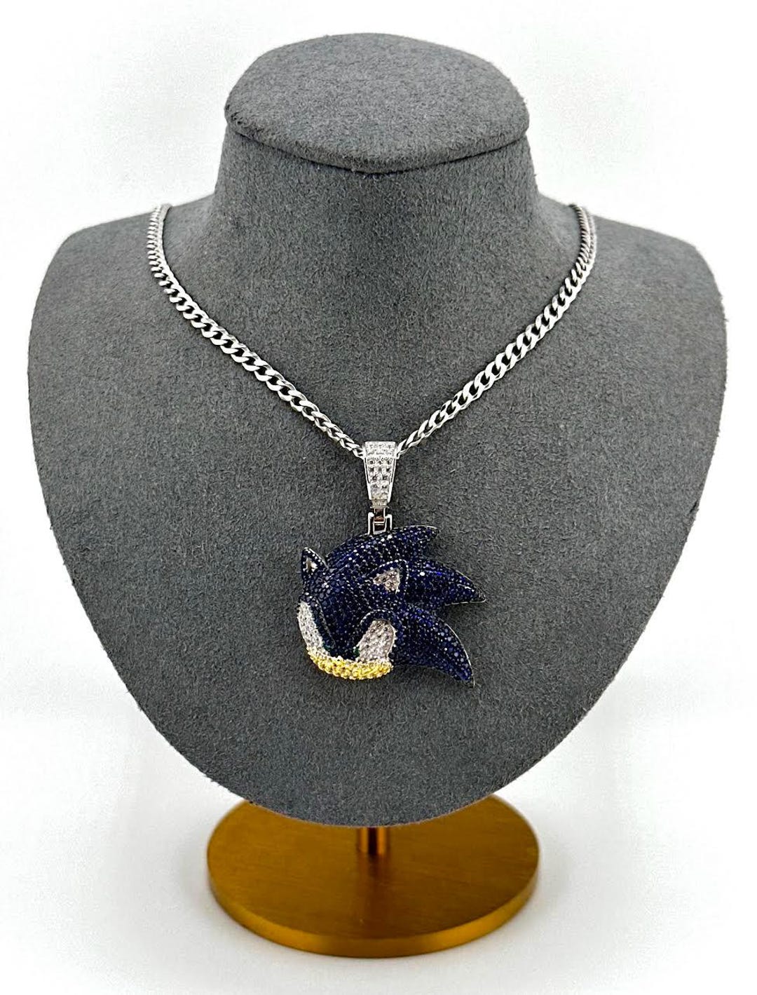 Iced Out 925 Solid Sterling Silver Round Cut 3D Sonic the Hedgehog ...