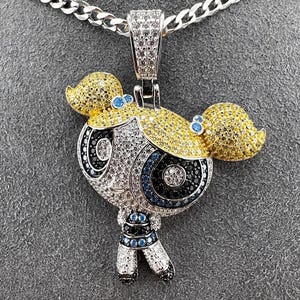 Iced Out 925 Sterling Silver Round Cut 3D Powerpuff Girls Bubbles ...